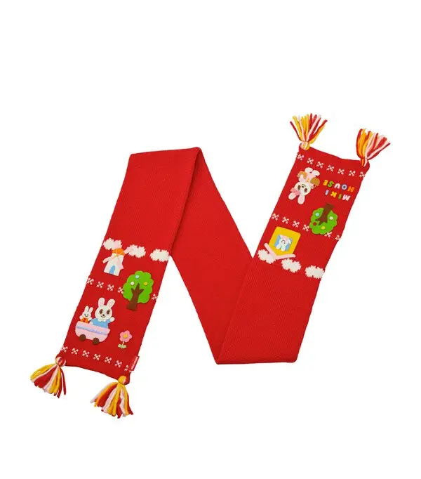 MIKI HOUSE Wool-blend Usako Scarf - Red