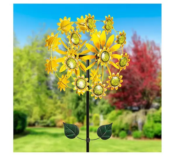 EVERGREEN 75'h Double Sunflower Wind Spinner