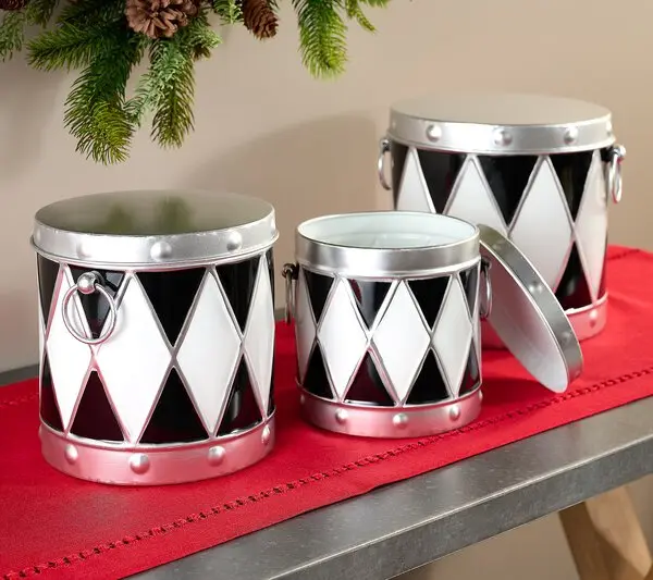 VALERIE PARR HILL Set Of 3 Metal Drum Lifts With Storage Valerie