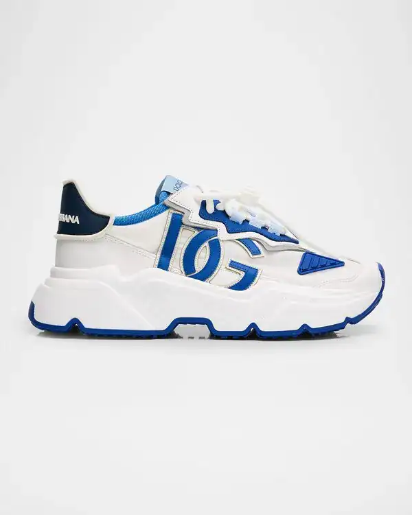 Dolce Gabbana Daymaster Dg Logo Runner Sneakers In Bianco Blue