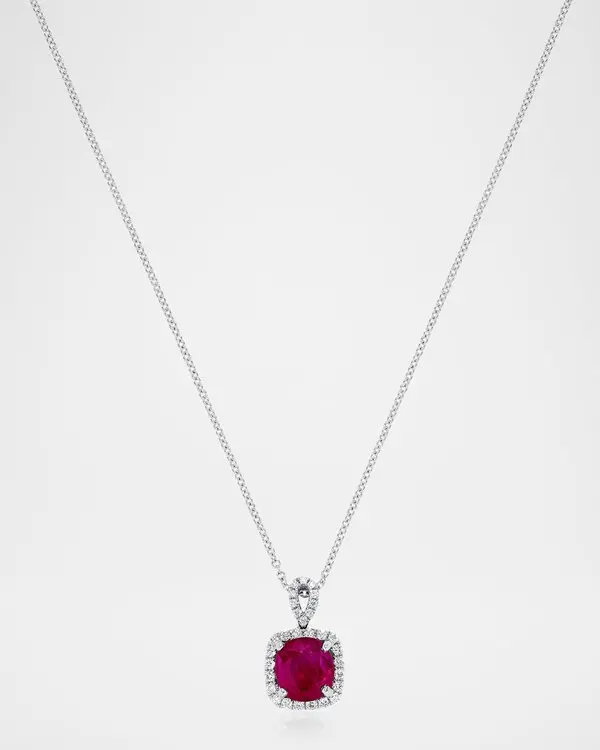 ANDREOLI 18k White Gold Burma And Diamond Necklace