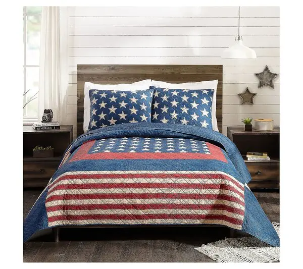 MODERN HEIRLOOM Americana Patch 3-piece Full/qu Een Quilt Set