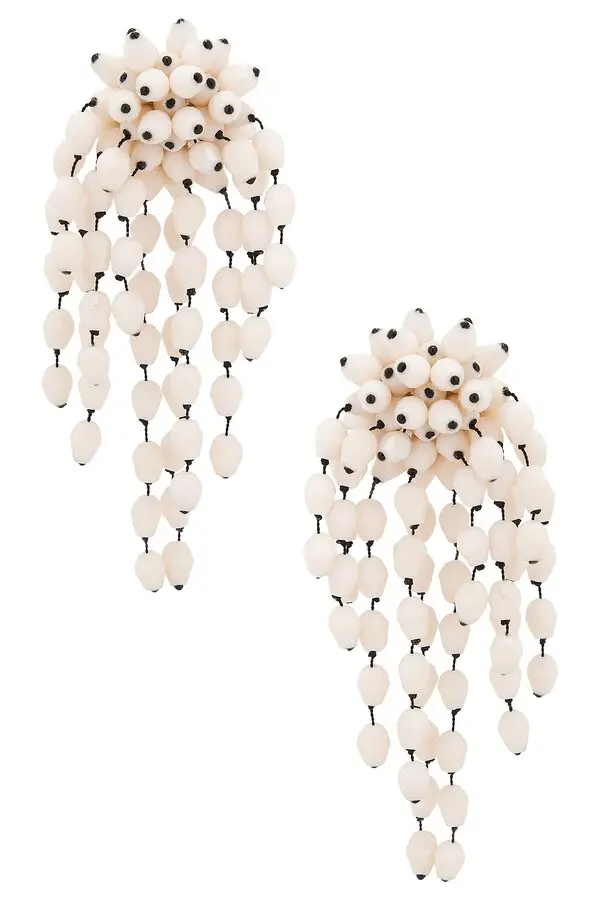 Isabel Marant Beaded Clip Earrings - Ecru & Silver