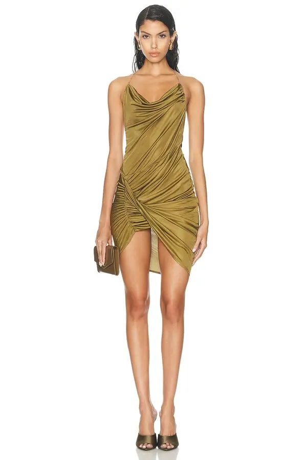 Atlein Chain Detail Ruched Strap Mini Dress