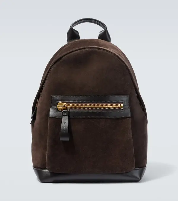 Tom Ford Buckley Leather Trimmed Suede Backpack Brown Editorialist