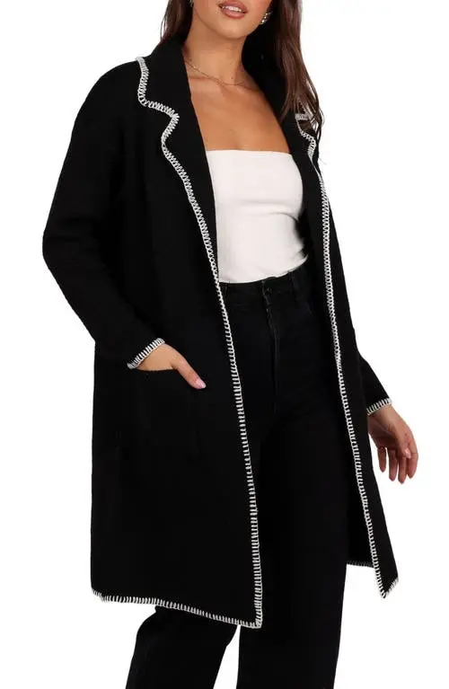 PETAL & PUP Oaklynn Whipstitched Sweater Coat - Black