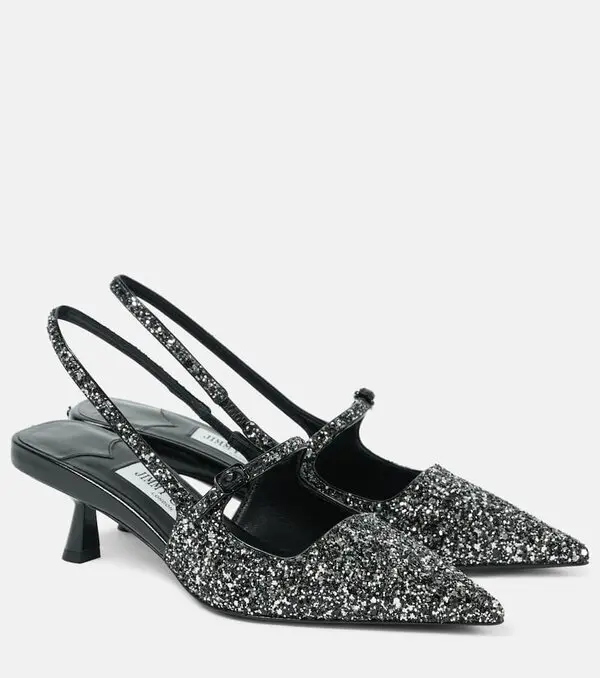 JIMMY CHOO Didi 45 Sequined Slingback Pumps - Black
