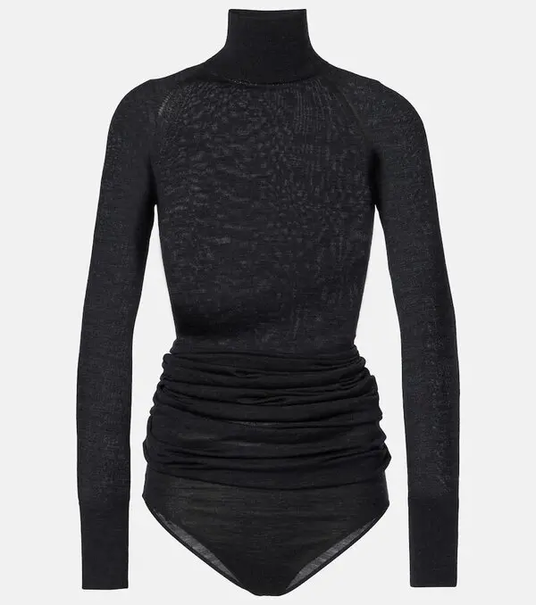 Alaïa Draped Wool Turtleneck Bodysuit