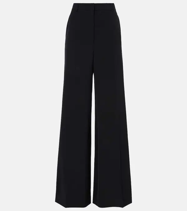 Stella McCartney High-rise Wide-leg Wool-blend Pants - Black