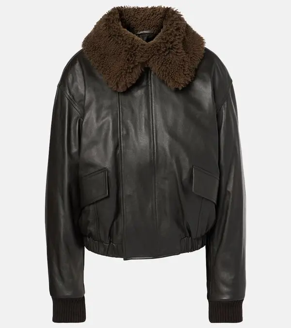 LEMAIRE Shearling-trimmed Leather Blouson