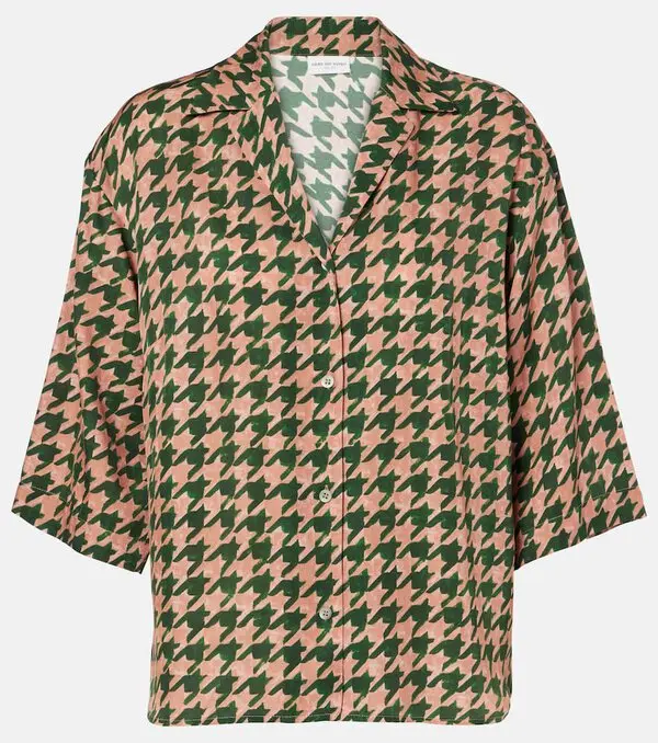 Dries Van Noten Houndstooth Satin Shirt
