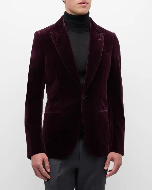 Zegna Velvet Peak-lapel Sport Coat - Dk Prp Sld