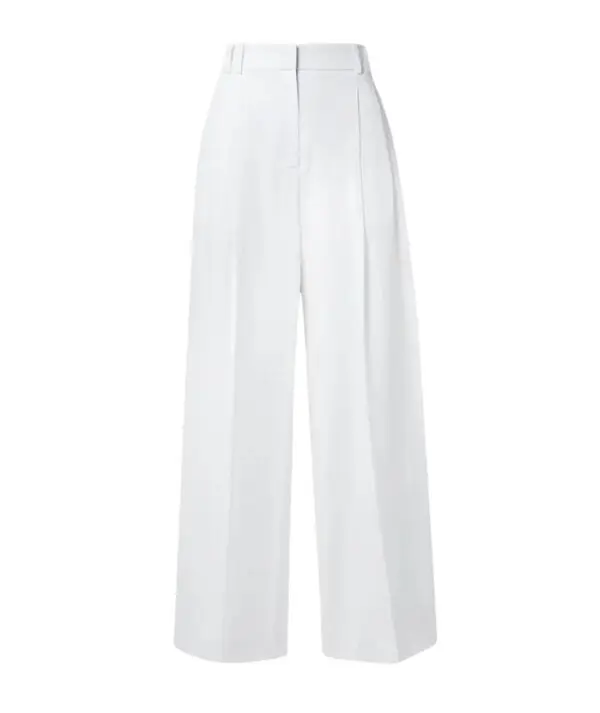 Another Tomorrow Net Sustain Pleated Wide-leg Pants - White