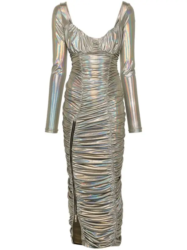 MITILIANE COUTURE Holographic-effect Maxi Dress
