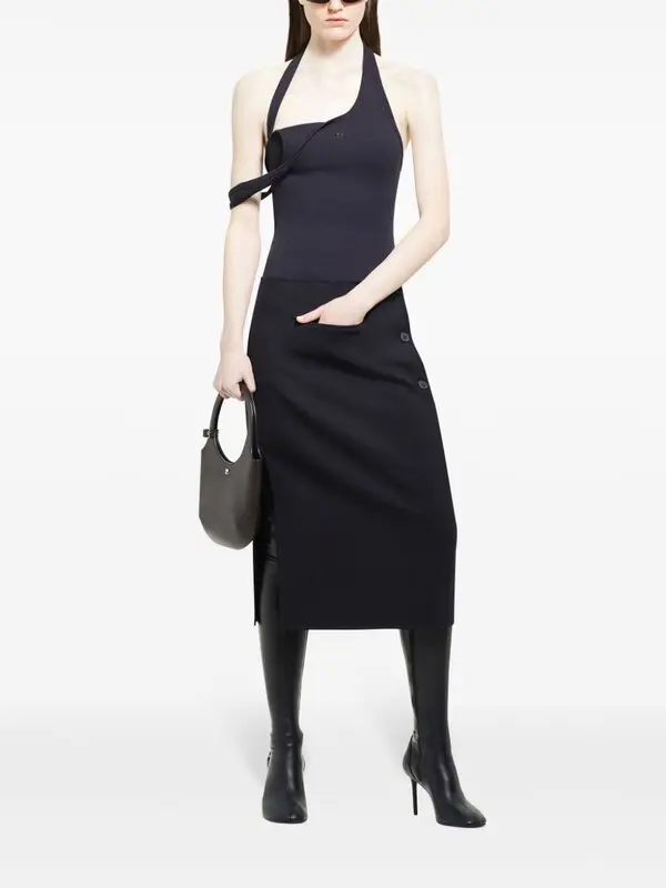 COURREGES Asymmetric Ribbed-knit Tank Top