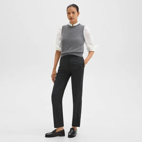 Theory Tapered High-waist Pant - New Charcoal Melange
