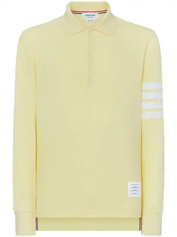 Thom Browne 4-Bar Long-Sleeve Polo Shirt - Yellow | Editorialist