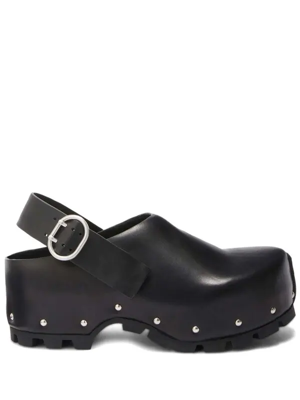 JIL SANDER Stud-embellished Leather Clogs