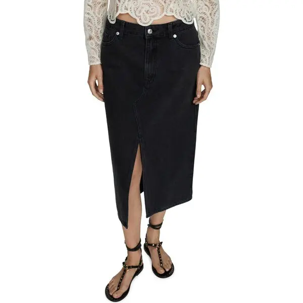 Mango Denim Midi Skirt