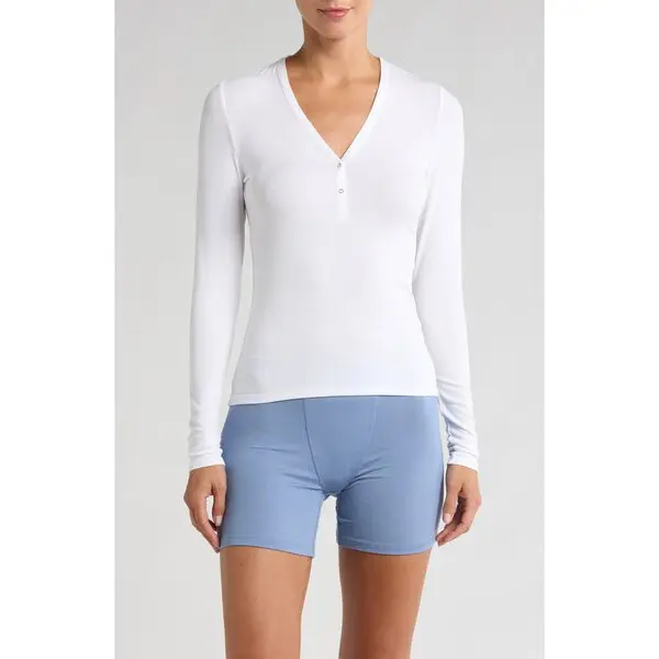 Lunya Stretch Modal V-neck Henley - Sincere White
