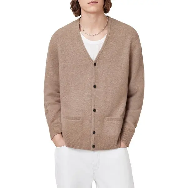 All Saints Renn Merino Wool & Alpaca Blend Cardigan - Wern Brown