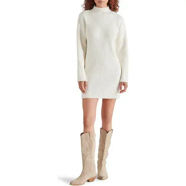 Steve Madden Kallie Ribbed Sweater Dress - Cream | Editorialist