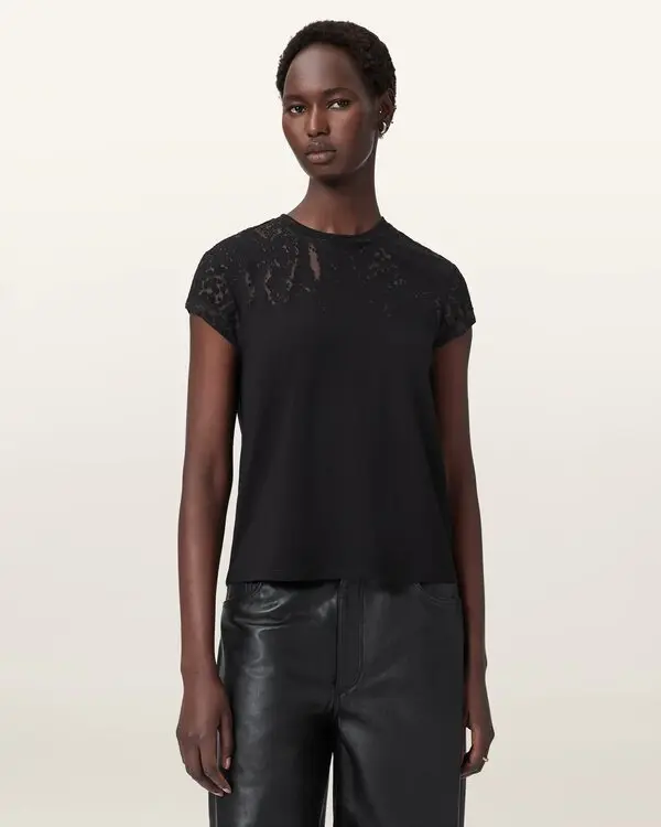All Saints Anna Snake Print Devore T-shirt