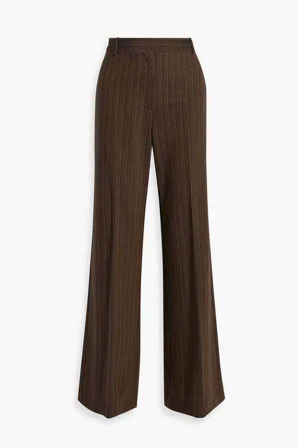 NILI LOTAN Arielle Pinstriped Flared Pants - Chocolate