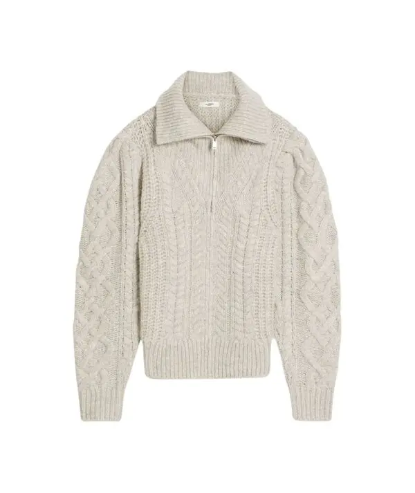 MARANT ETOILE Rebeca Cable-knit Half-zip Sweater