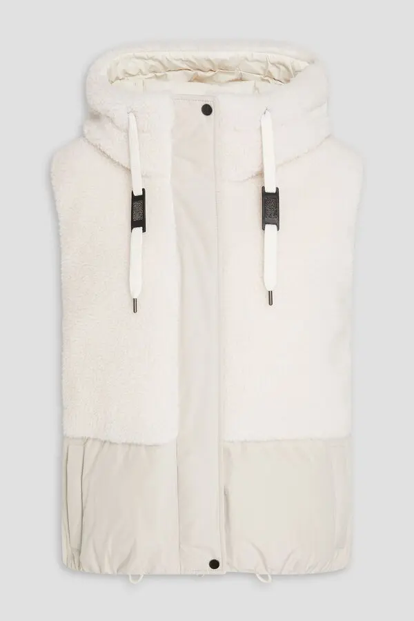Brunello Cucinelli Shell-paneled Teddy Fleece Hooded Down Vest