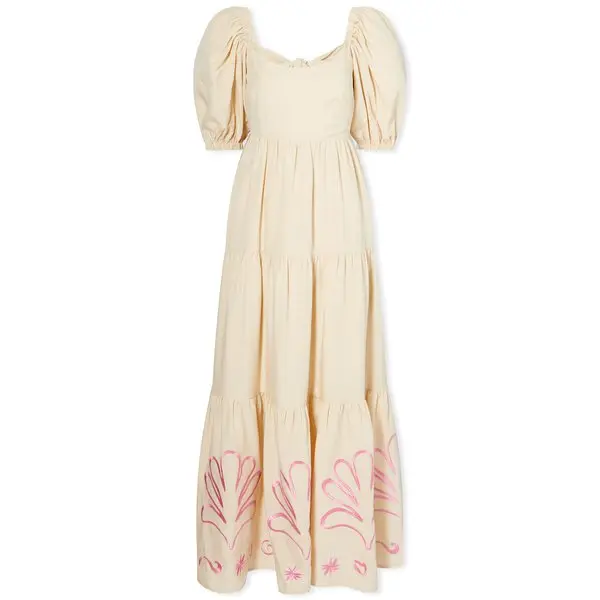 gianna embroidered maxi dress Gianna White Cotton Poplin Embroidered Halter Maxi Dress main image 1