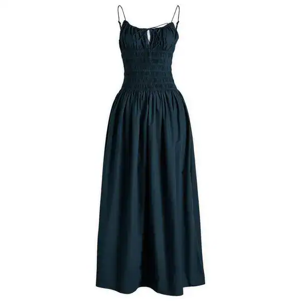 Faithfull The Brand Claude Midi Dress - Blue Pinstripe | Editorialist