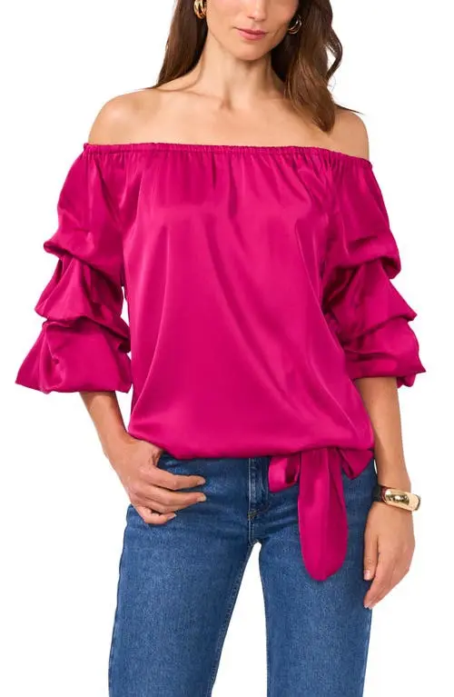 Vince Camuto Off-the-shoulder Bubble Sleeve Top - Wild Petunia