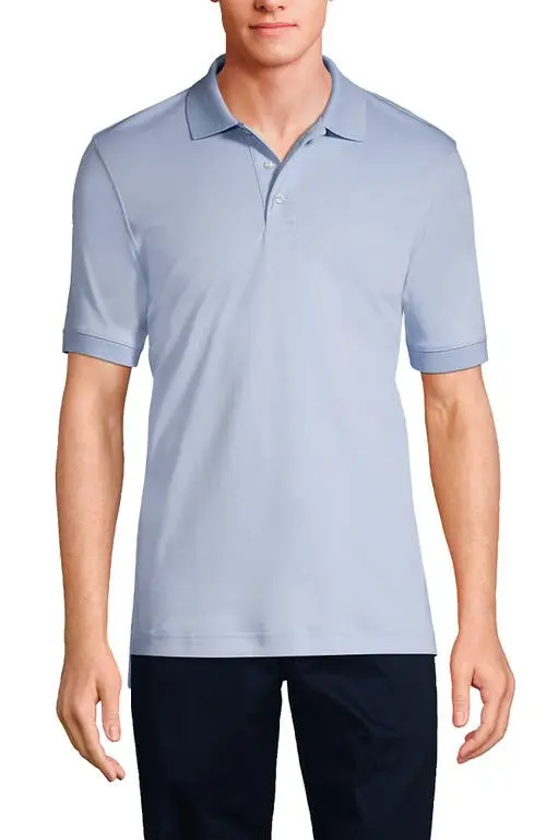 LANDS' END School Uniform Long Sleeve Interlock Polo Shirt - Blue
