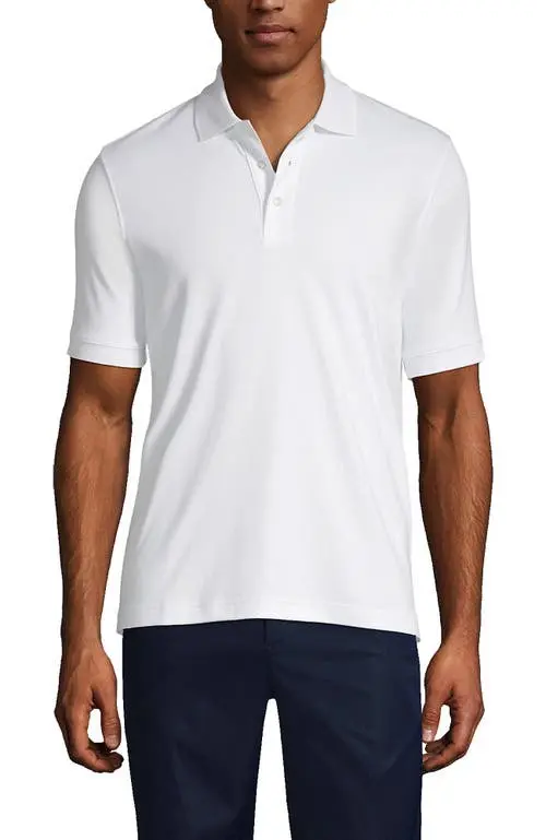LANDS' END School Uniform Long Sleeve Interlock Polo Shirt - White