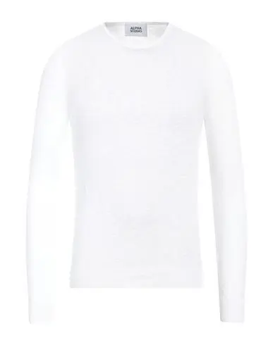 Alpha Studio Knitted Cotton Sweater - White