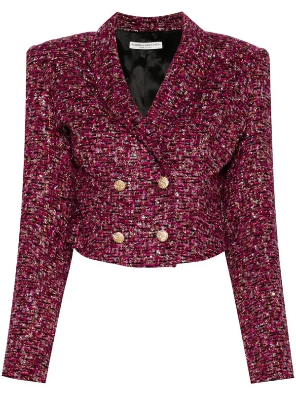 Alessandra Rich Sequin-embellished Tweed Blazer - Purple | Editorialist