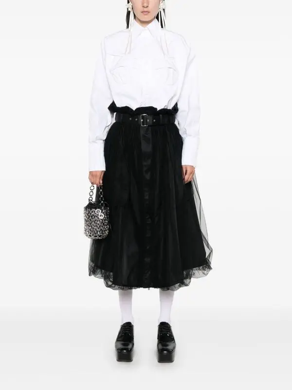 Noir Kei Ninomiya Belted Midi Skirt In Black - 30% Off | Editorialist