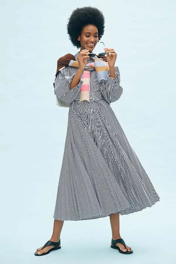 Hunter Bell Randolph Long-Sleeve Midi Shirt Dress In Blue - 45% Off |  Editorialist