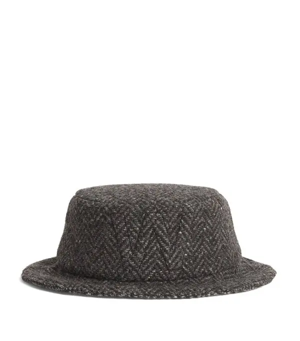 Max Mara Wool Herringbone Bucket Hat In Grey - 20% Off  display picture 1