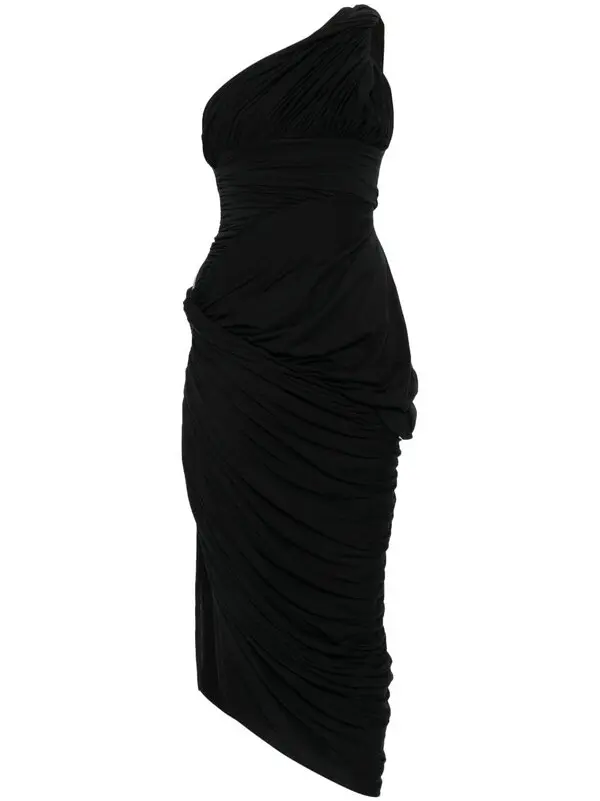 Rick Owens Lido Draped Midi Dress - 09 - Black