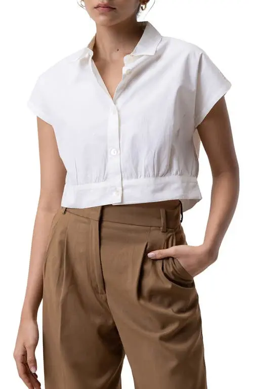 REISTOR Oversized Crop Shirt - Shell Off-white