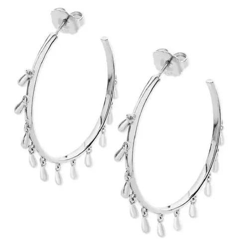 LUCY QUARTERMAINE Silver Multi Drop Hoop Earrings