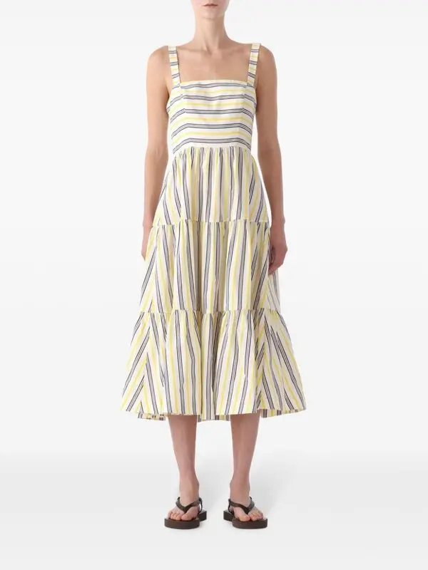 JASON WU Striped Tiered Midi Dress