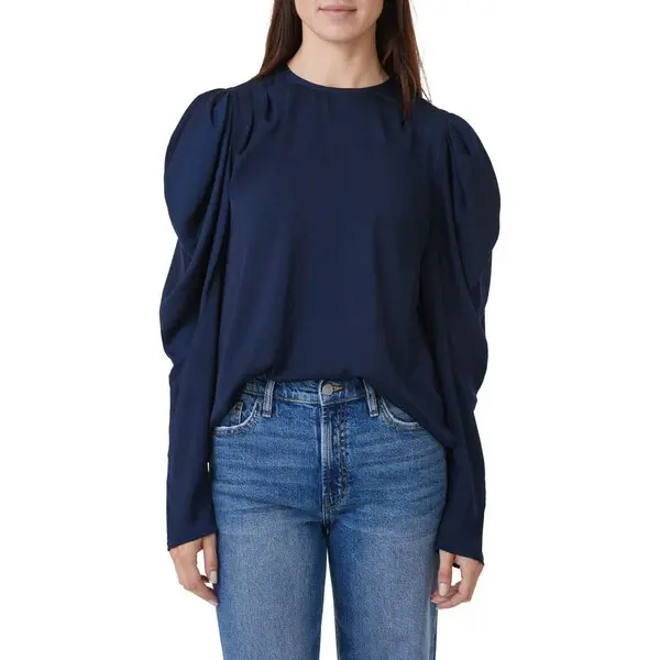Habitual Puff Shoulder Drape Top - Midnight
