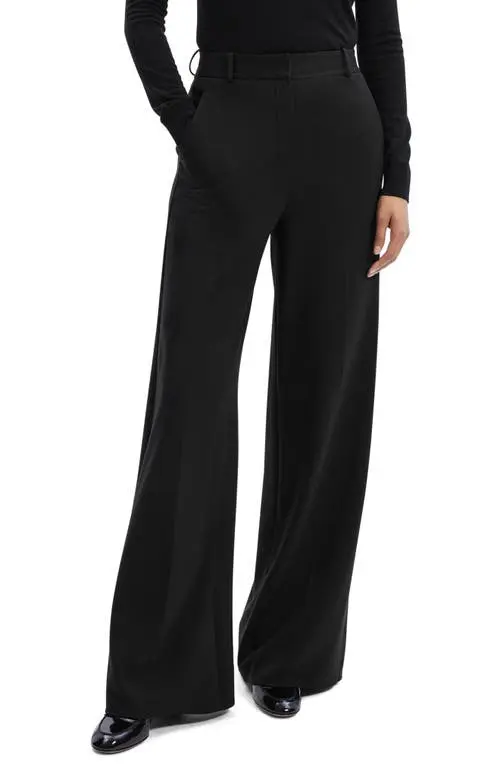 Theory High-waisted Wide Leg Double Knit Pants - Blk