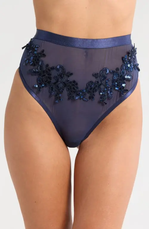 KILO BRAVA Floral Sequin High Waist Thong