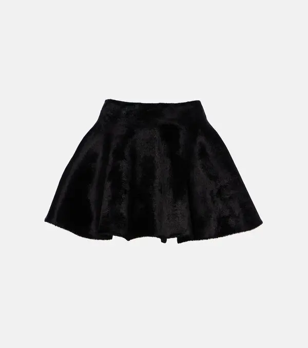 Alaïa Flared Wool-blend Miniskirt - Black