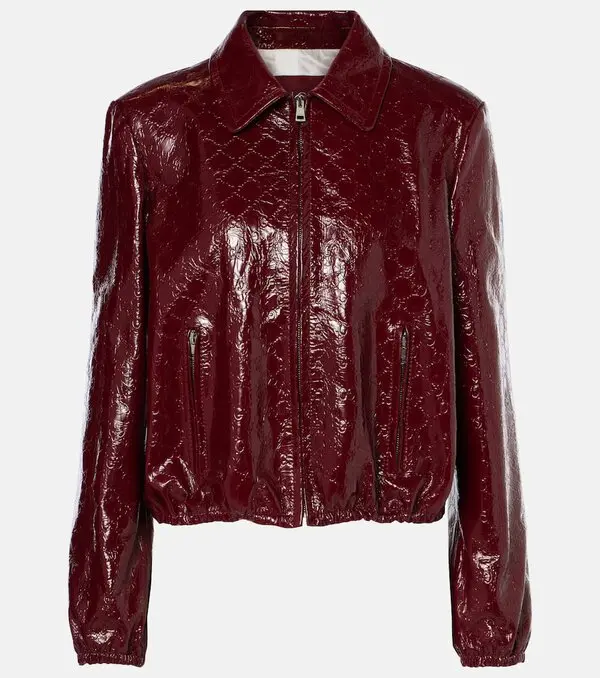 Gucci Leather Bomber Jacket - Red