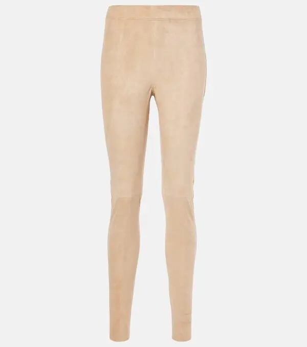 JOSEPH Mid-rise Suede Leggings - Beige
